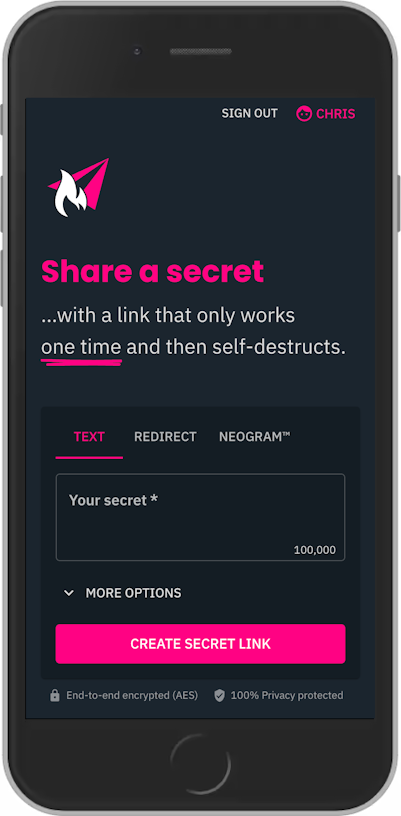 Scrt.link:Securely share sensitive information online. - Launched.io