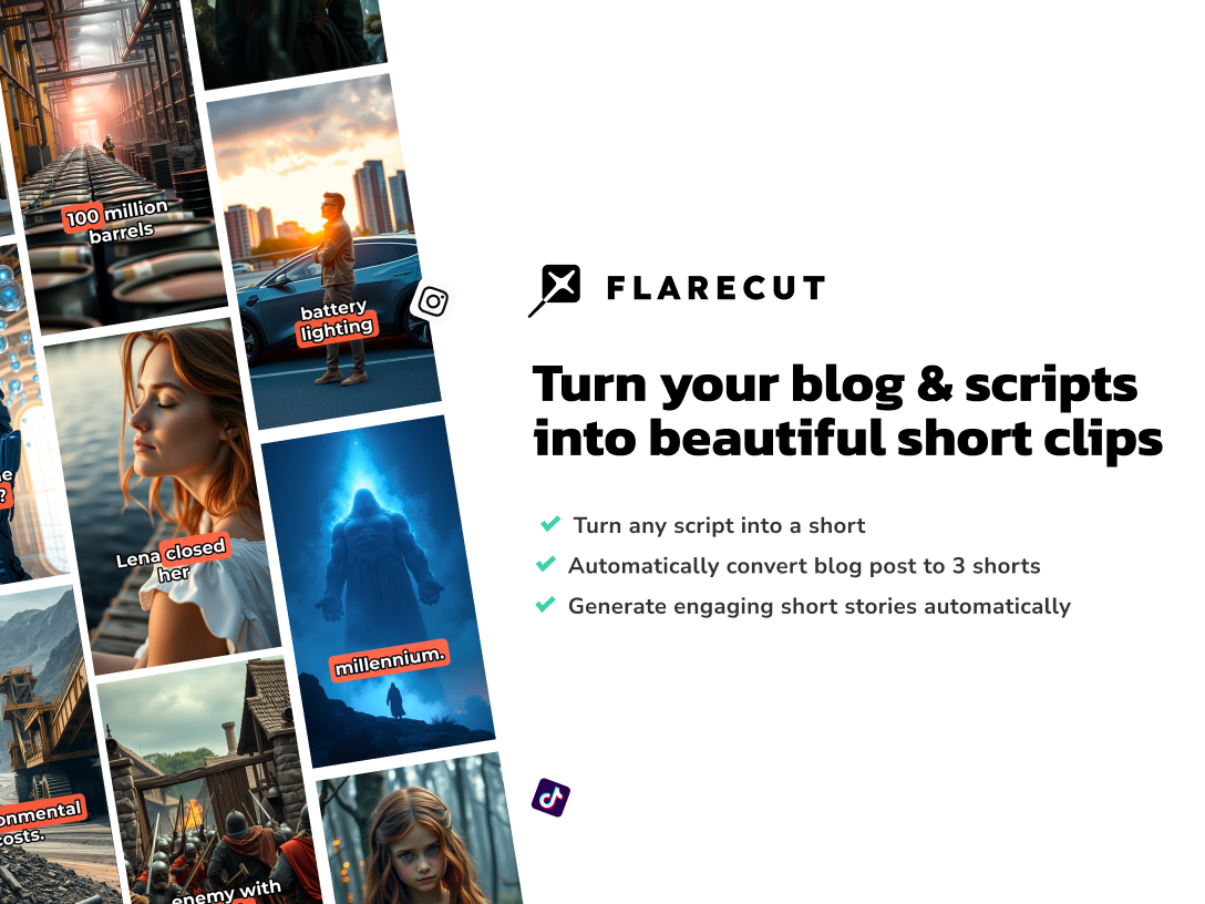 Flarecut:Turn blog posts and ideas into eye-catching short videos for TikTok, Instagram, and ...