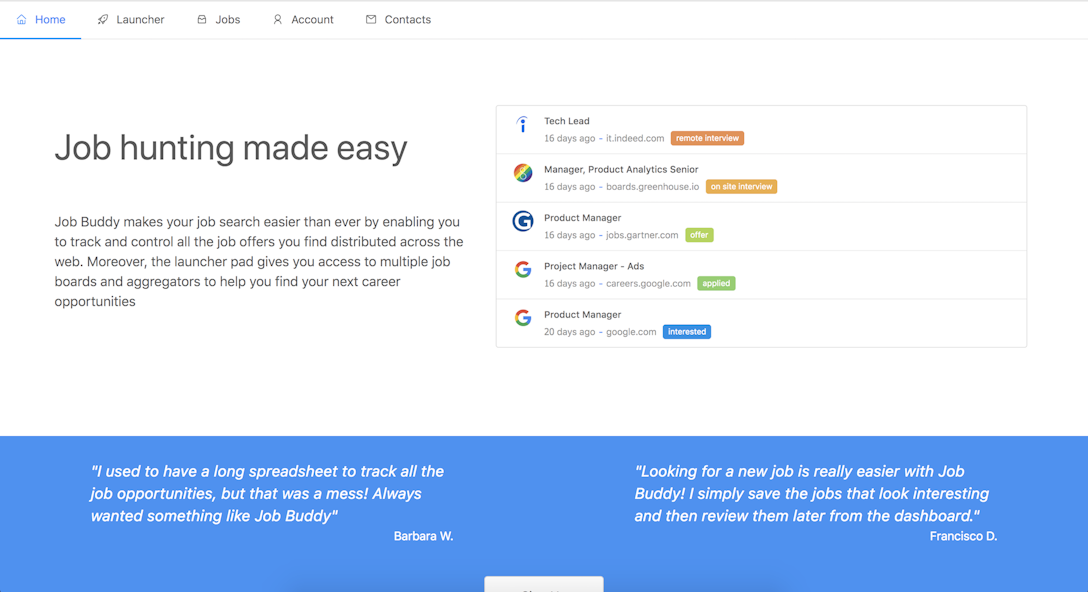 Job Buddy:Job hunting made easy - Launched.io