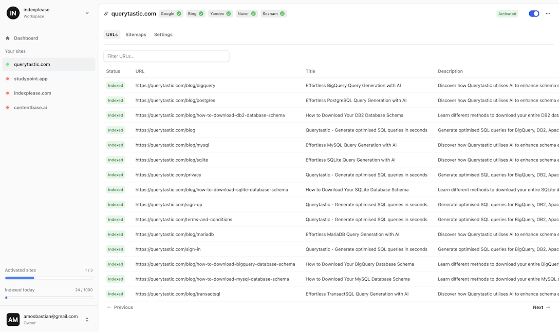 IndexPlease:Automatically index your pages within 48 hours - Launched.io