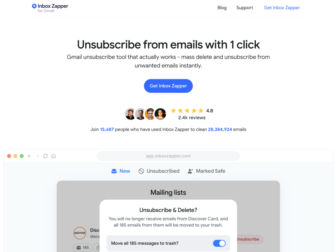 Inbox Zapper:Email mass unsubscribe and mass delete tool - Launched.io