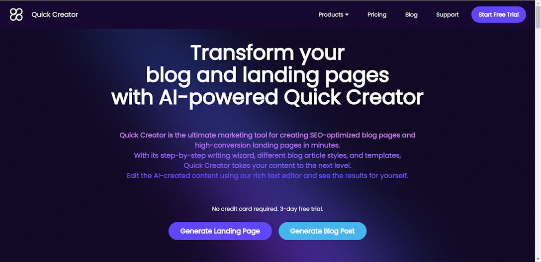 Quick Creator:Create SEO-optimized blog pages and high-conversion landing pages with AI ...