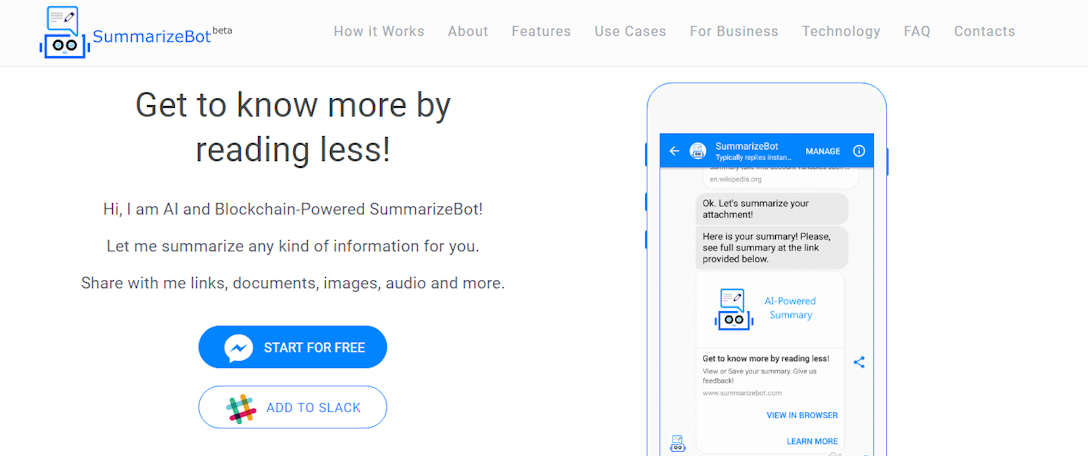 SummarizeBot:SummarizeBot is AI and Blockchain-Powered chatbot that analyzes a document, weblink ...
