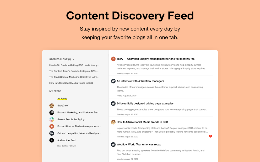 Content Discovery Feed:Get inspired by new articles whenever you open a ...