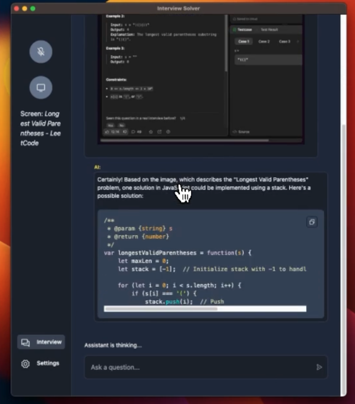 Interview Solver:Ace your live coding interviews with AI - Launched.io