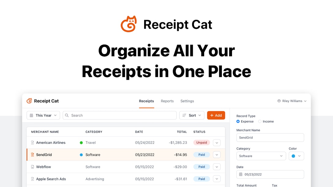 Receipt Cat:Effortless expense and income tracking for your small ...
