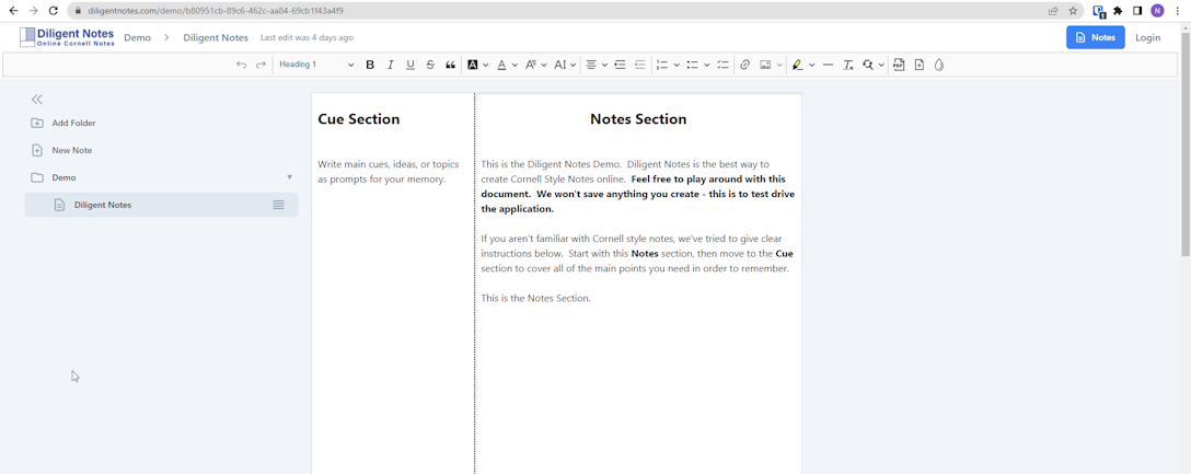 Diligent Notes:Diligent Notes is the best way to take Cornell Style ...